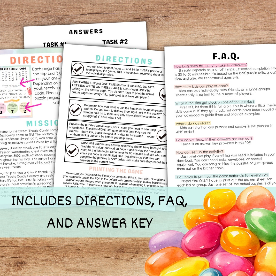 Candy Factory Chaos Escape Room for Kids - Printable Activity for ...