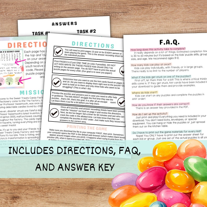 Candy Factory Chaos Escape Room for Kids - Printable Activity for ...
