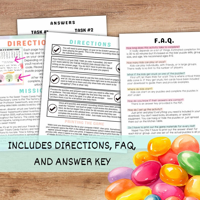 Candy Factory Chaos Escape Room for Kids - Printable Activity for ...