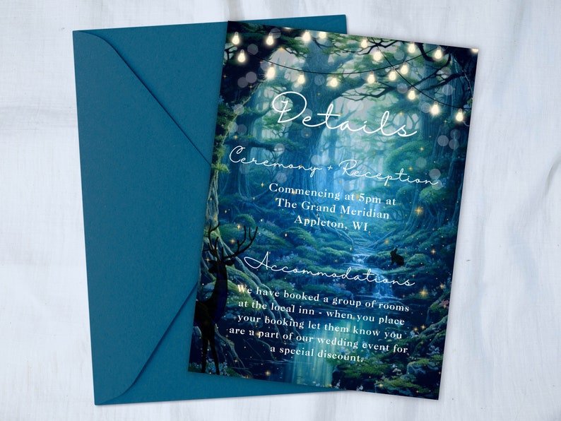 Enchanted Forest Wedding Invitation Template Suite - Editable Evite ...
