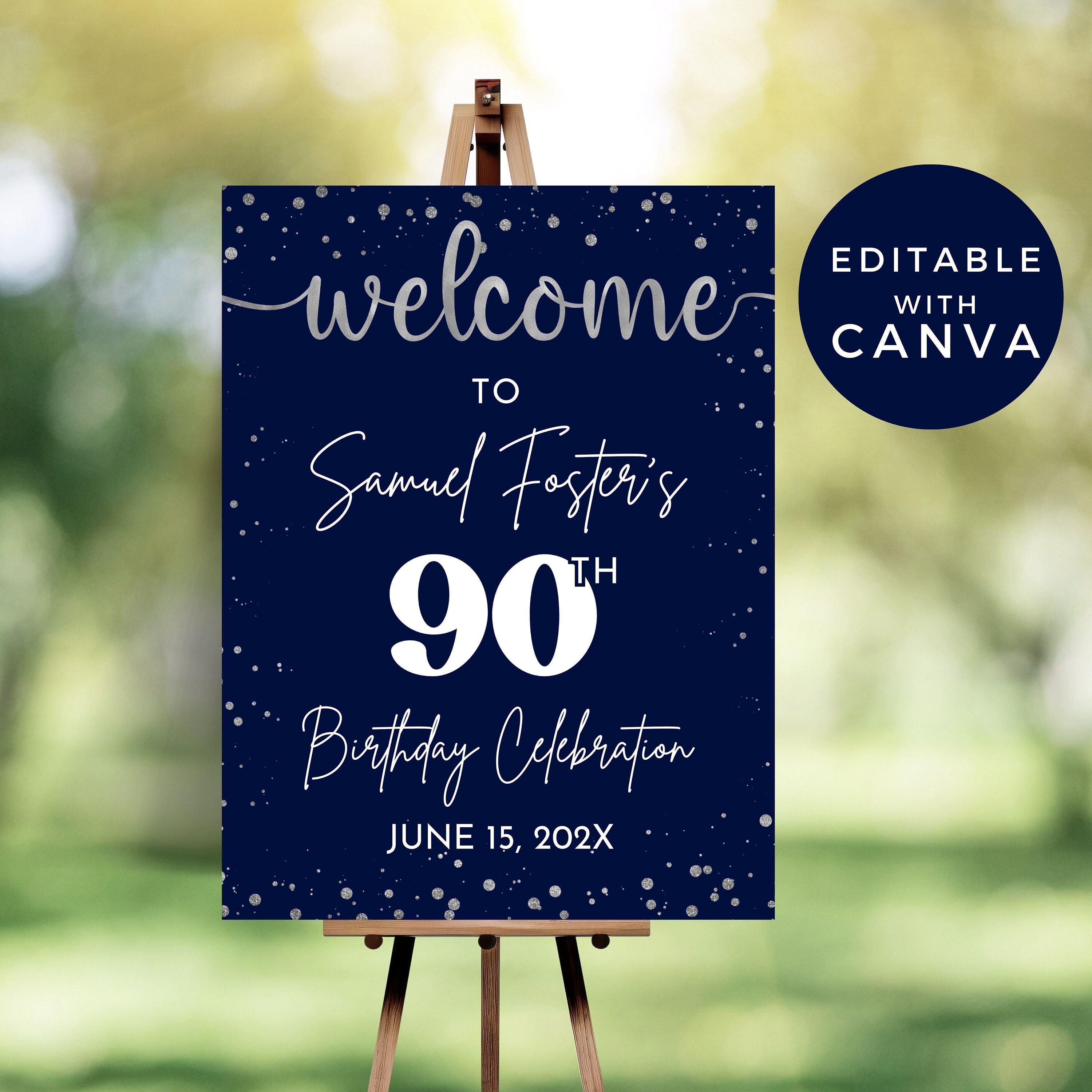 90th Birthday Welcome Sign - Editable Sign Template Printable - Instant ...