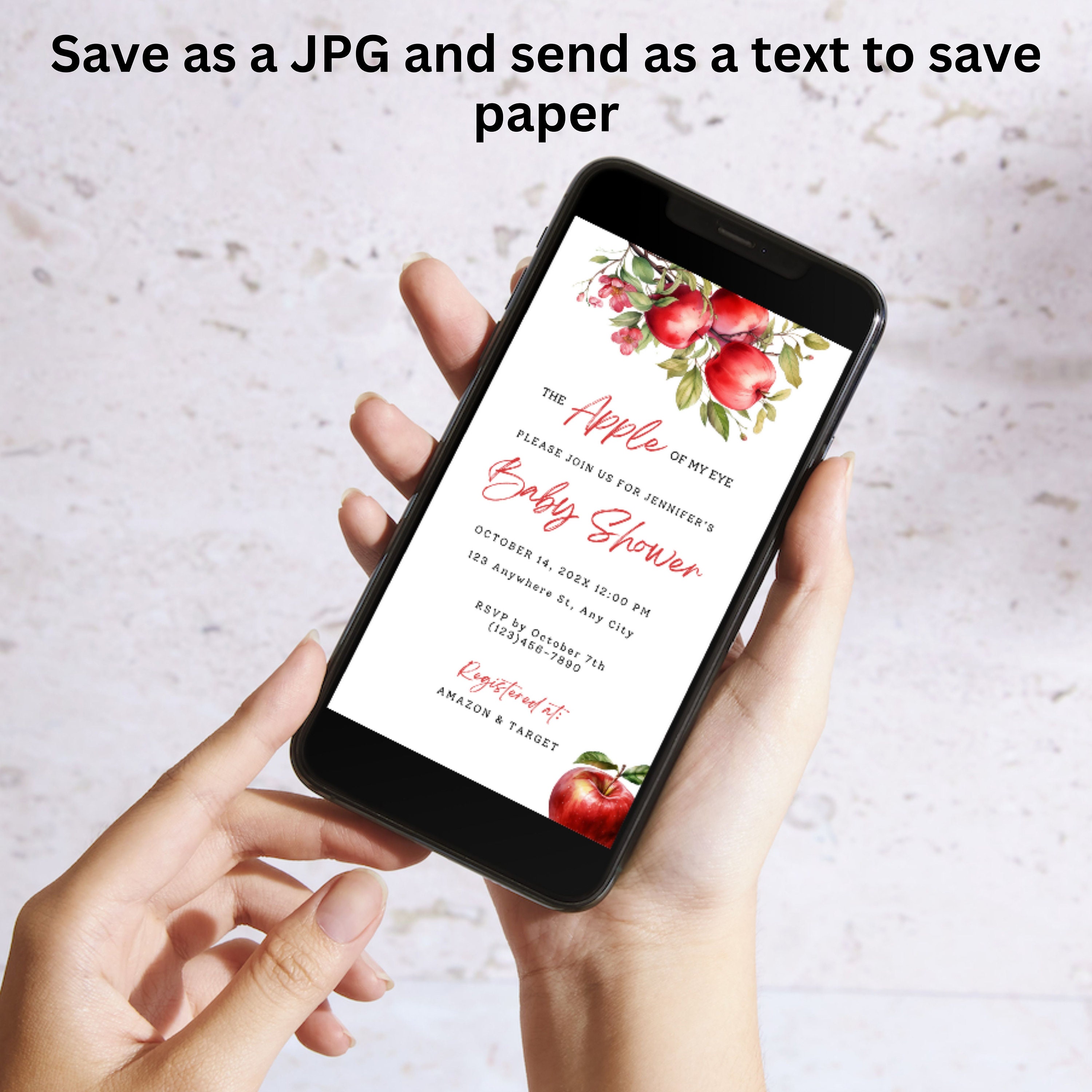 Apple of My Eye Baby Shower Invitation - Fall Evite - Gender Neutral ...