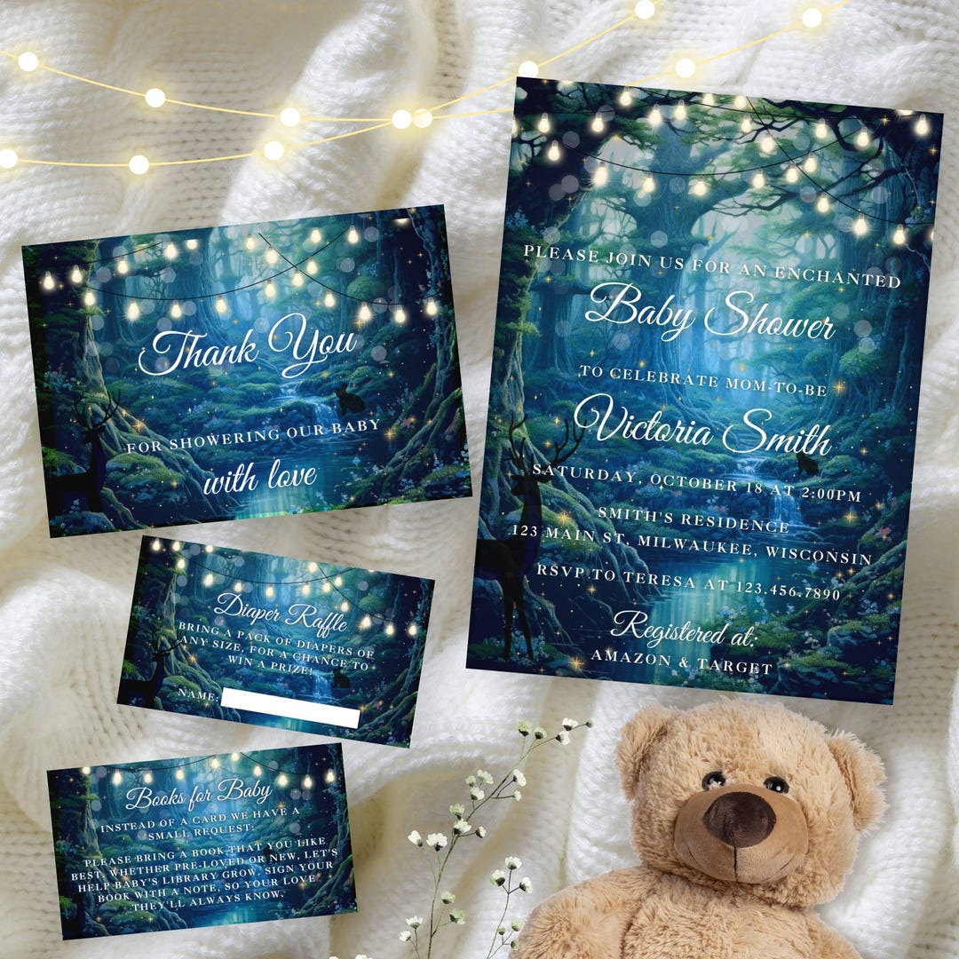 Enchanted Forest Baby Shower Invitation - Editable Fairytale Invite ...