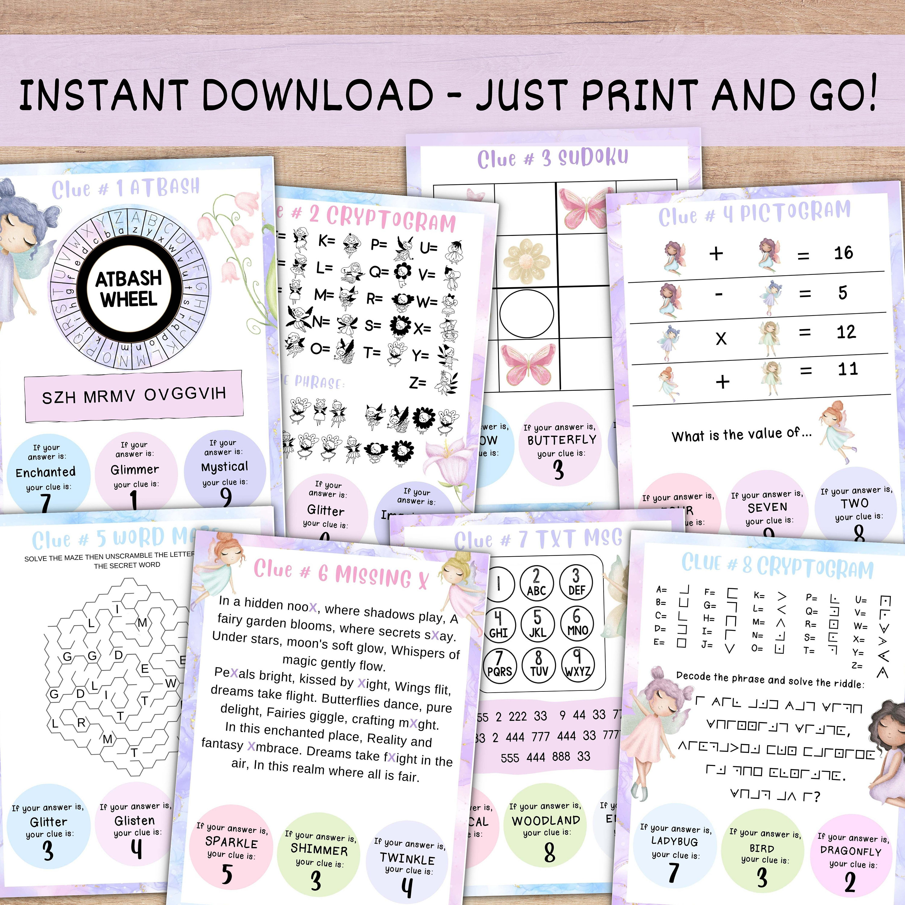 Fairy Garden Escape Room for Kids - Printable Crack the Code Puzzle ...