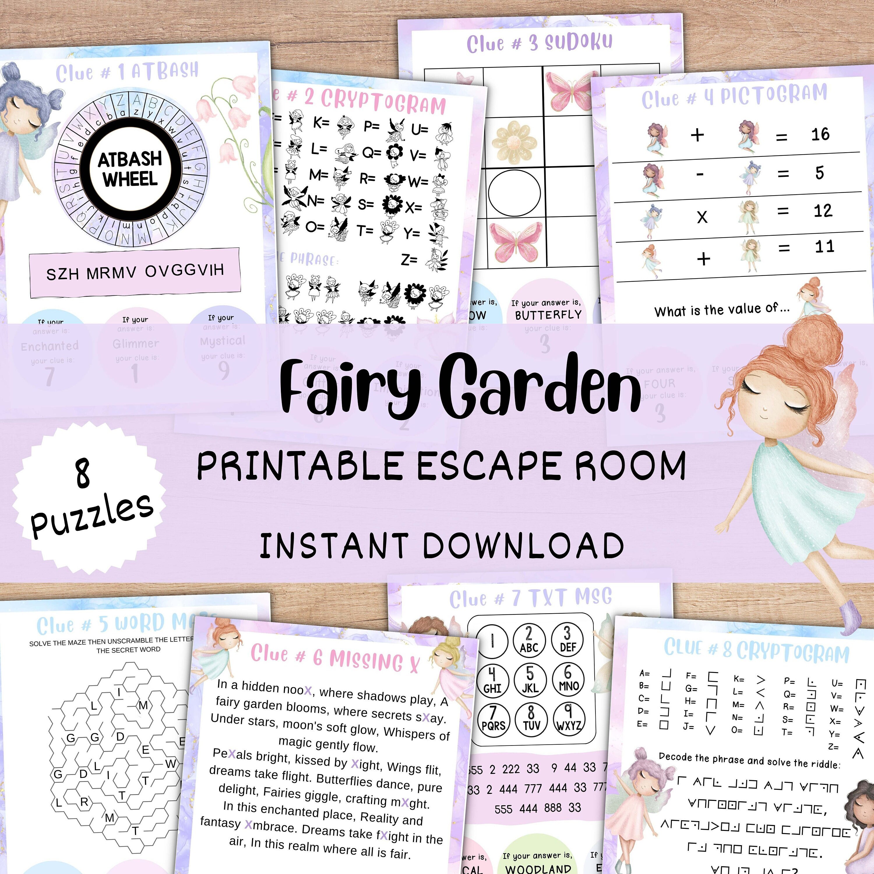 Fairy Garden Escape Room for Kids - Printable Crack the Code Puzzle ...