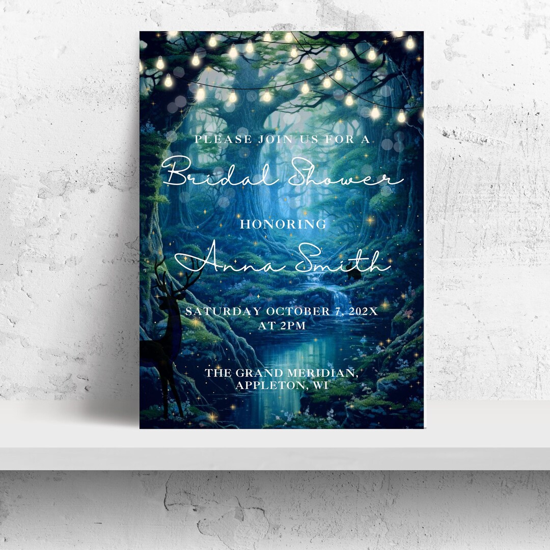 Enchanted Forest Bridal Shower Invitation - Editable Evite Fairytale ...