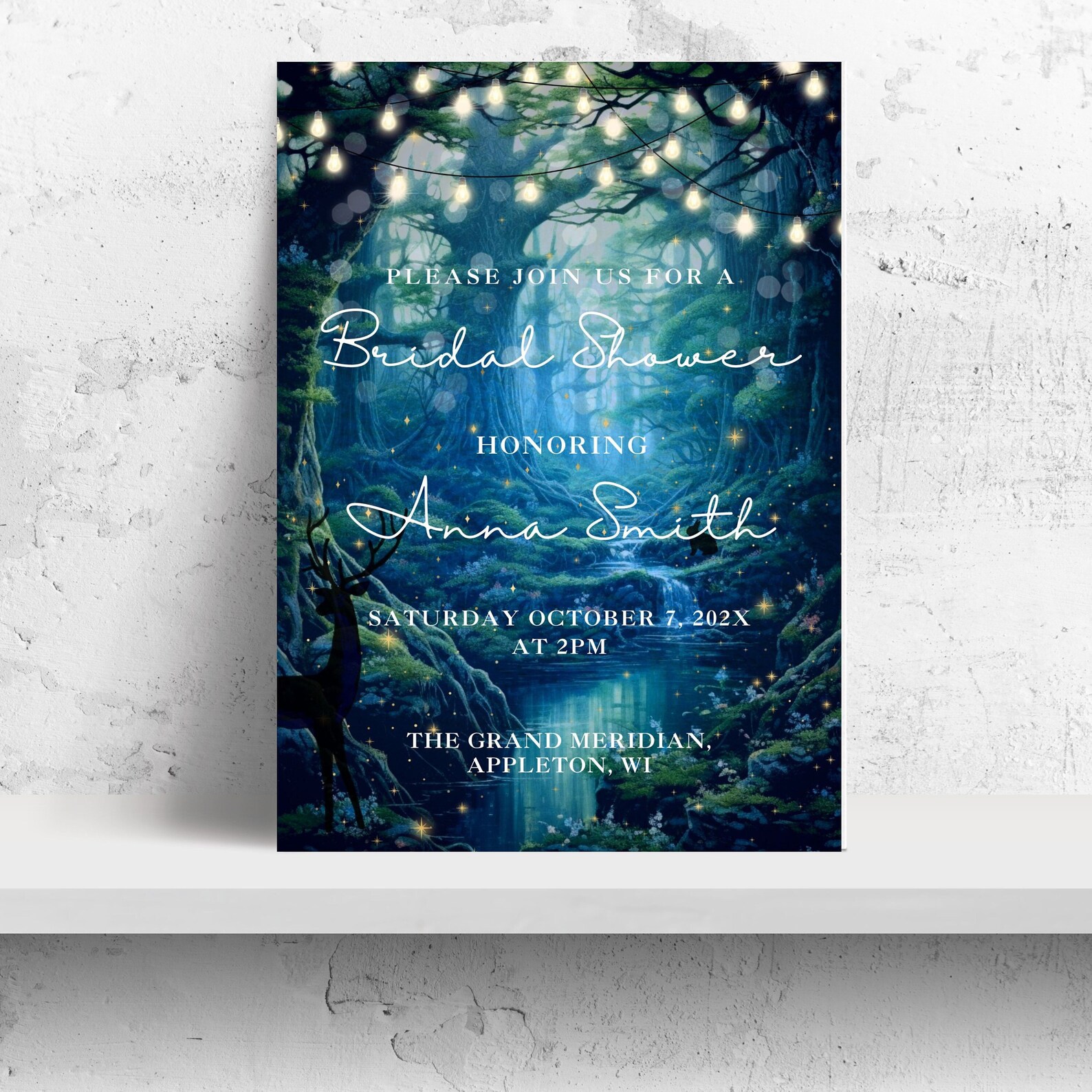 Enchanted Forest Bridal Shower Invitation - Editable Evite Fairytale ...