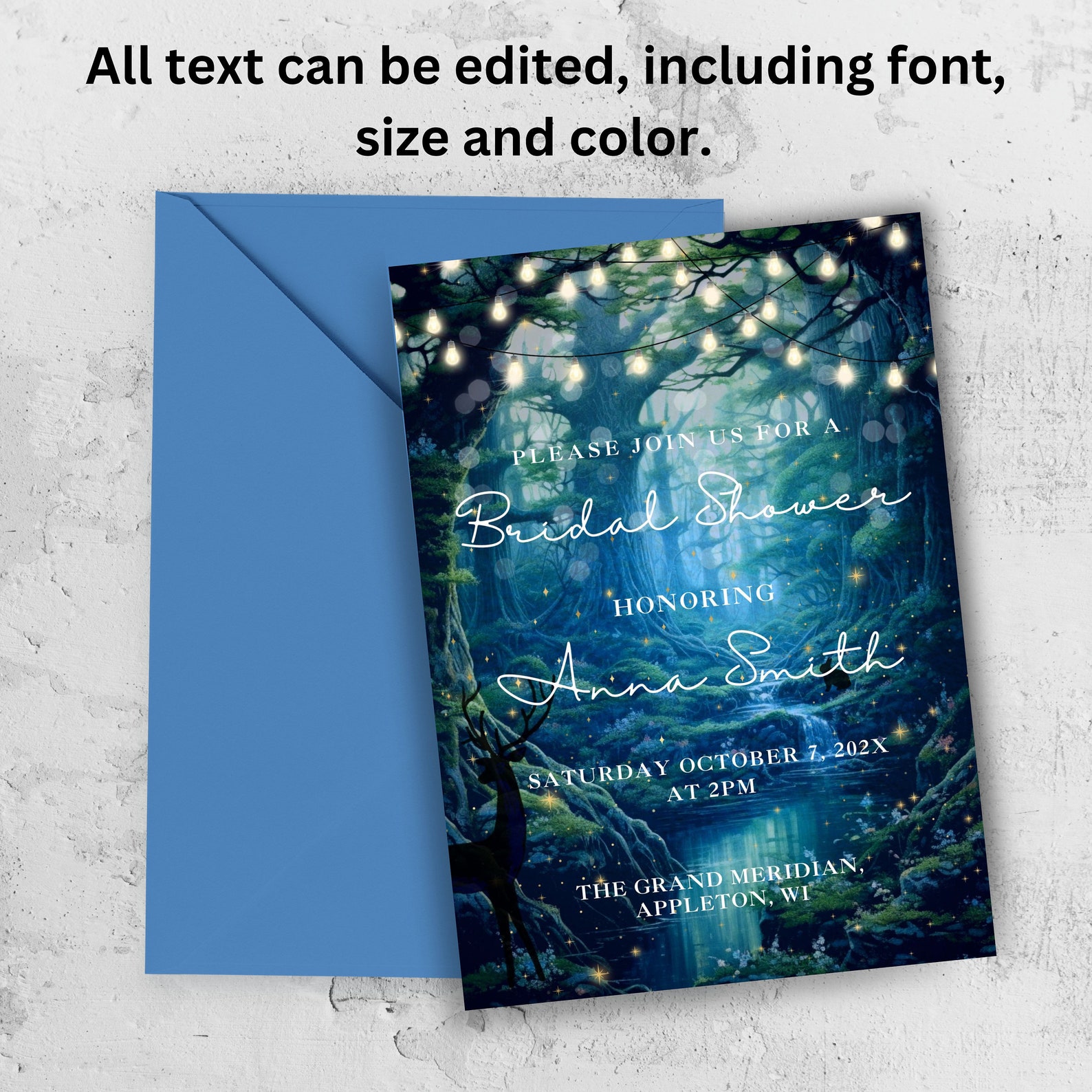 Enchanted Forest Bridal Shower Invitation - Editable Evite Fairytale ...