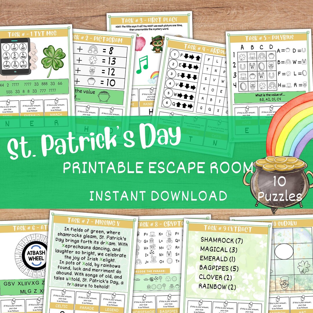 St. Patrick's Day Escape Room for Kids - Printable Activity for Family ...