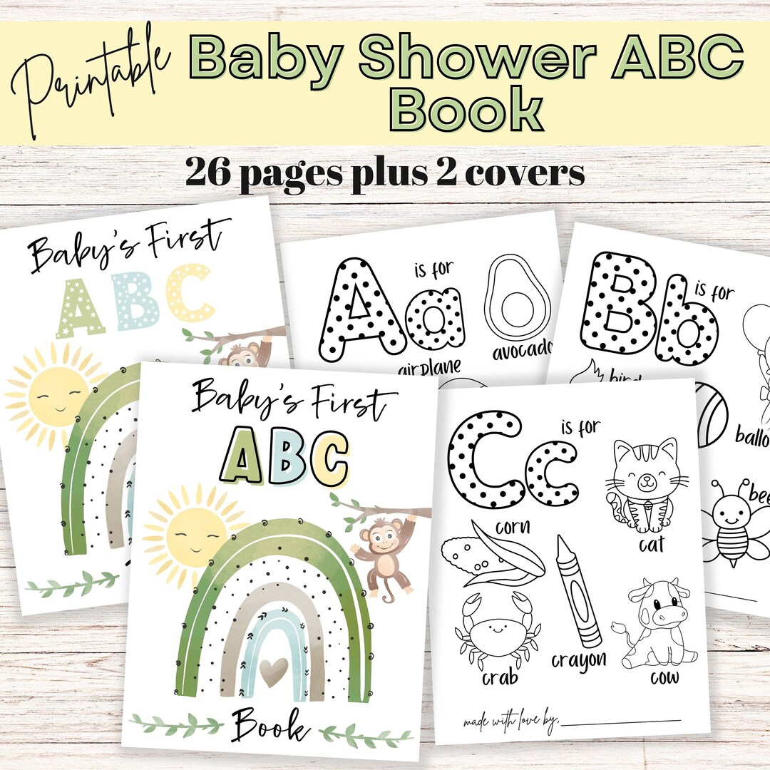 Baby Shower ABC Book - Babys First Alphabet Coloring Pages - Keepsake ...
