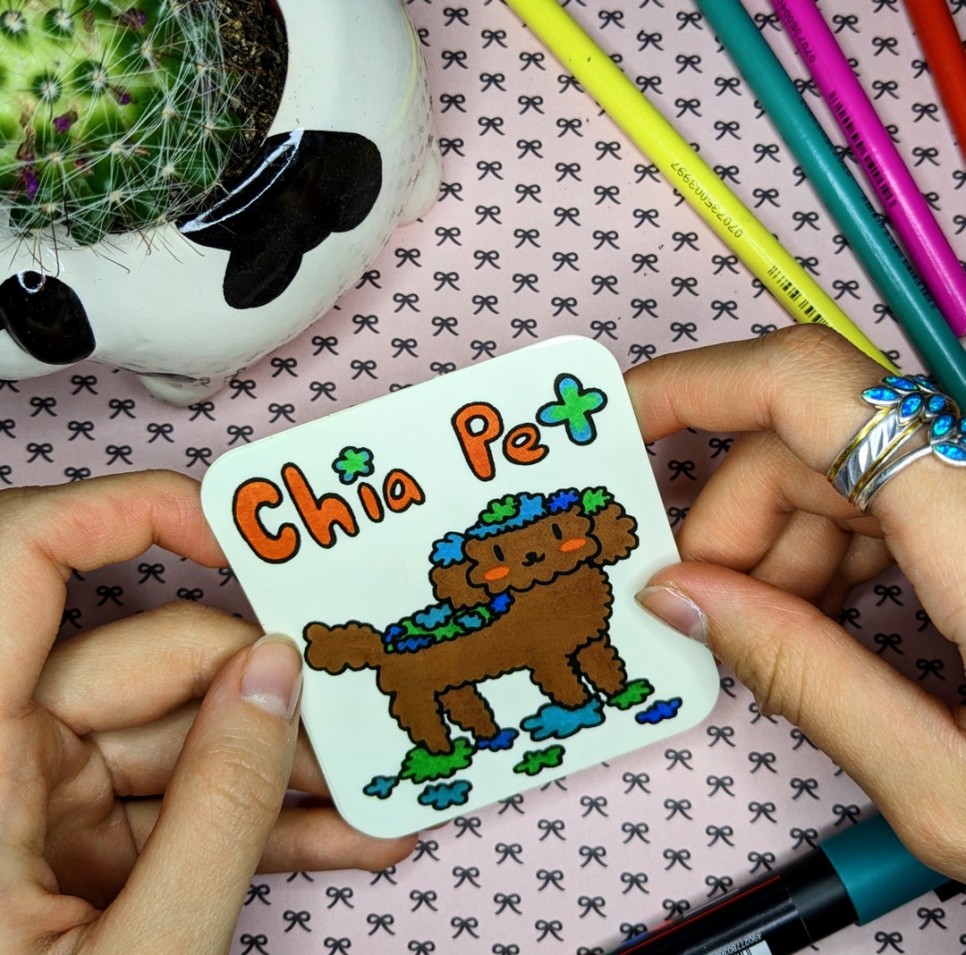 Chia Pet Sticker (clear Background Glossy) | Cute Dog Sticker | Plant ...