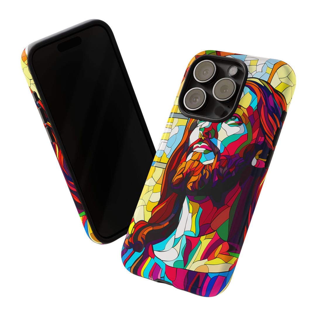 Mosaic Stained Glass Jesus Phone Case: Christian Art, Impact Resistant ...