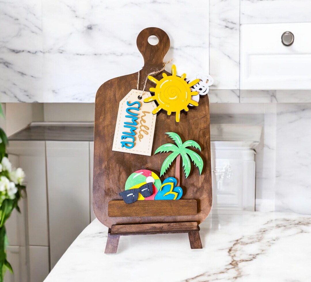 Interchangeable Breadboard Summer Decor, Kitchen Seasonal Sign, Summer ...