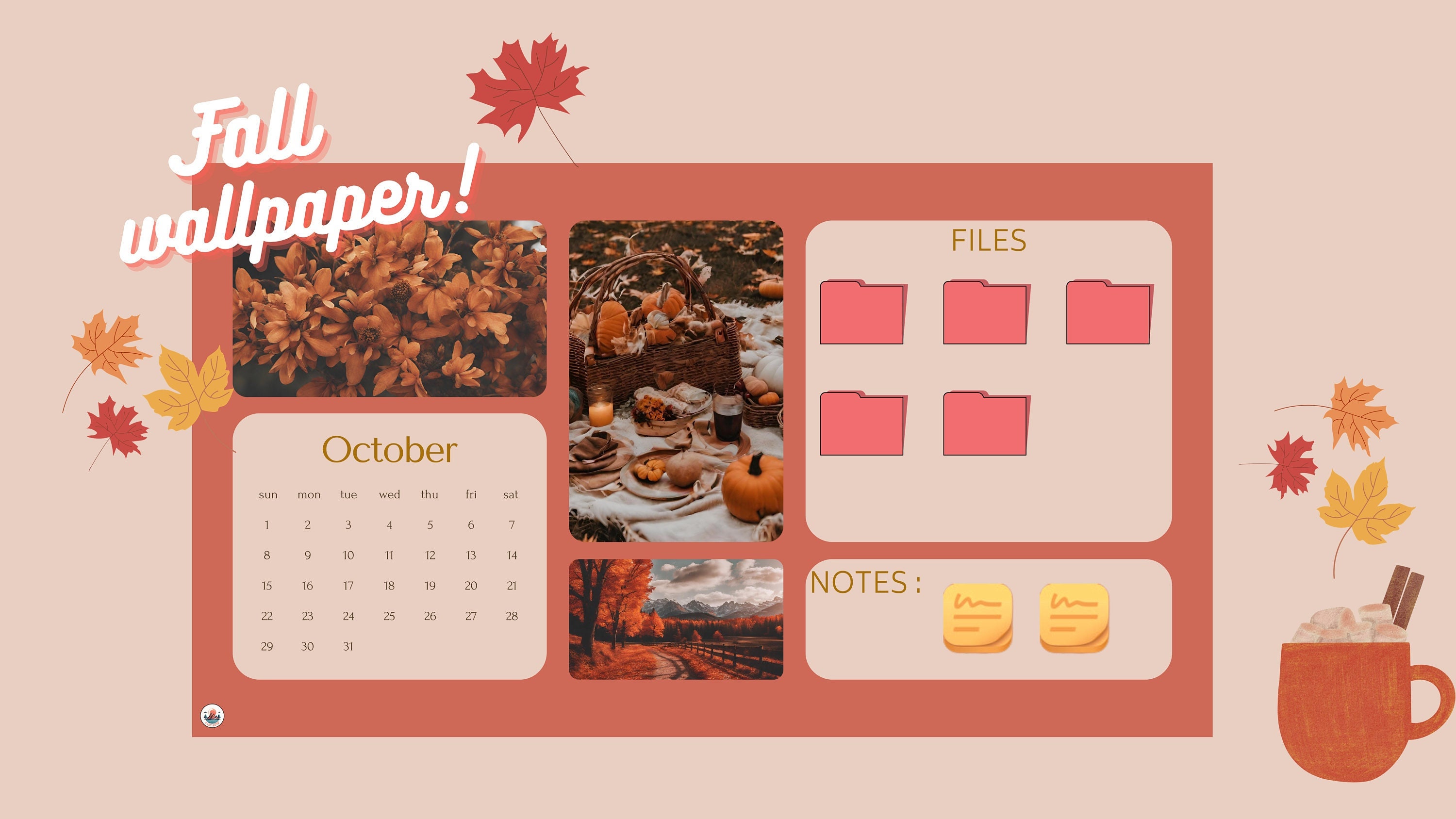 Fall Desktop Wallpaper Organizer - Etsy