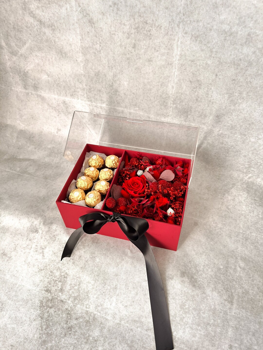 Preserved Roses and Dried Flower Sweet Box, Birthday Sweet and Flower ...