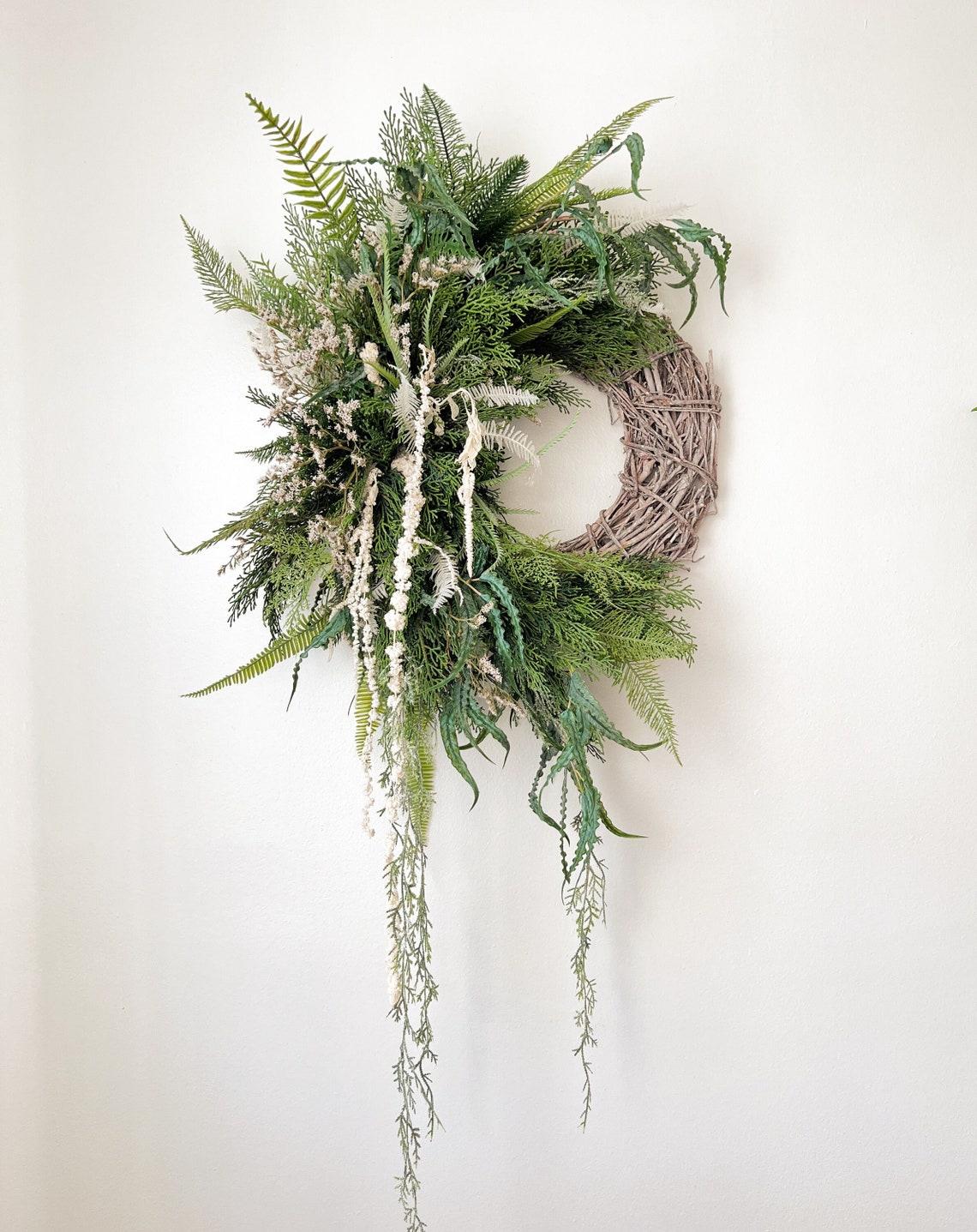Cedar Christmas Wreath: White Amaranth & Pine Holiday Decor - Etsy