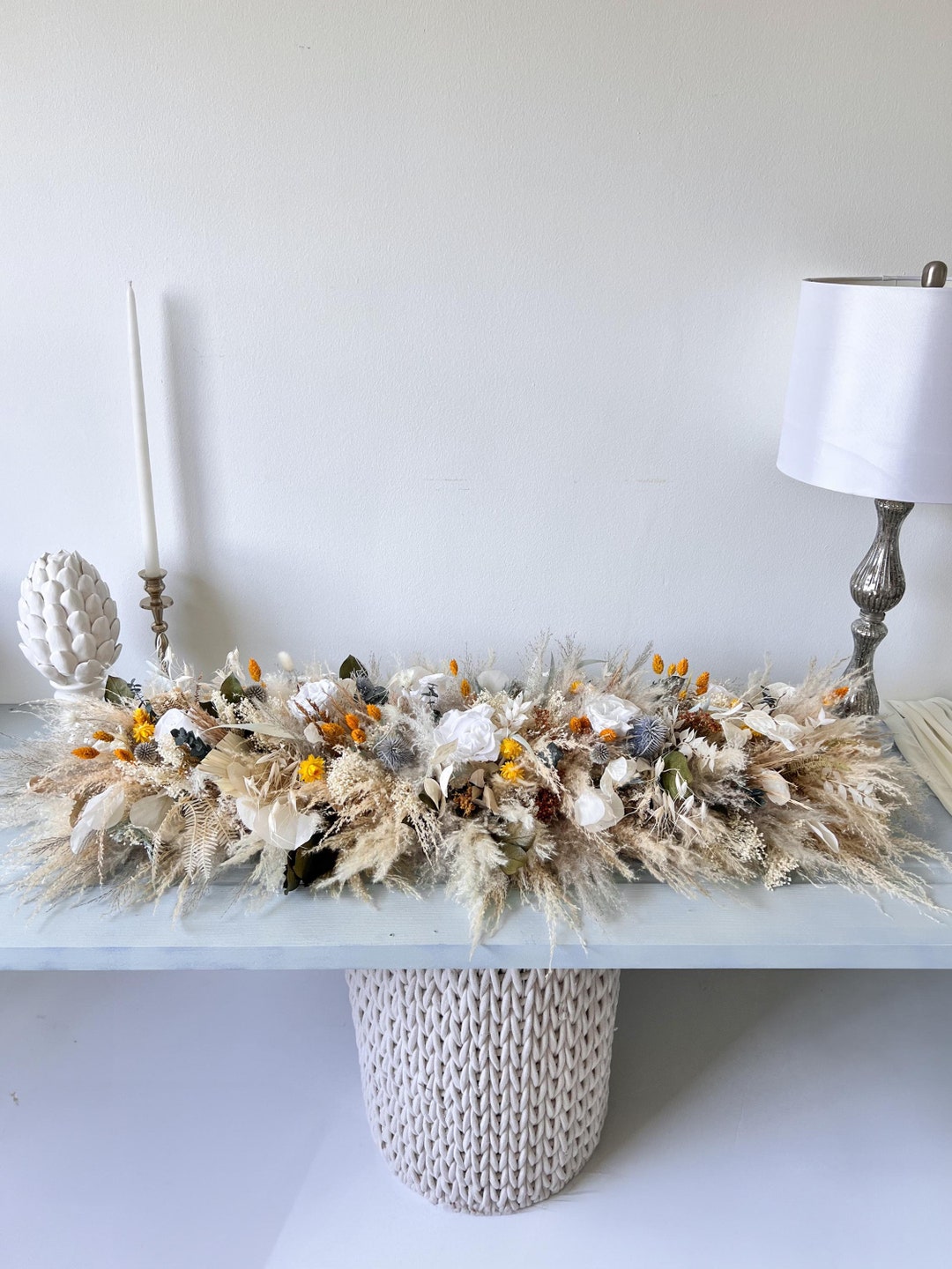 4ft Summer Wildflower Table Centerpiece: Long Dried Flower Arrangement ...
