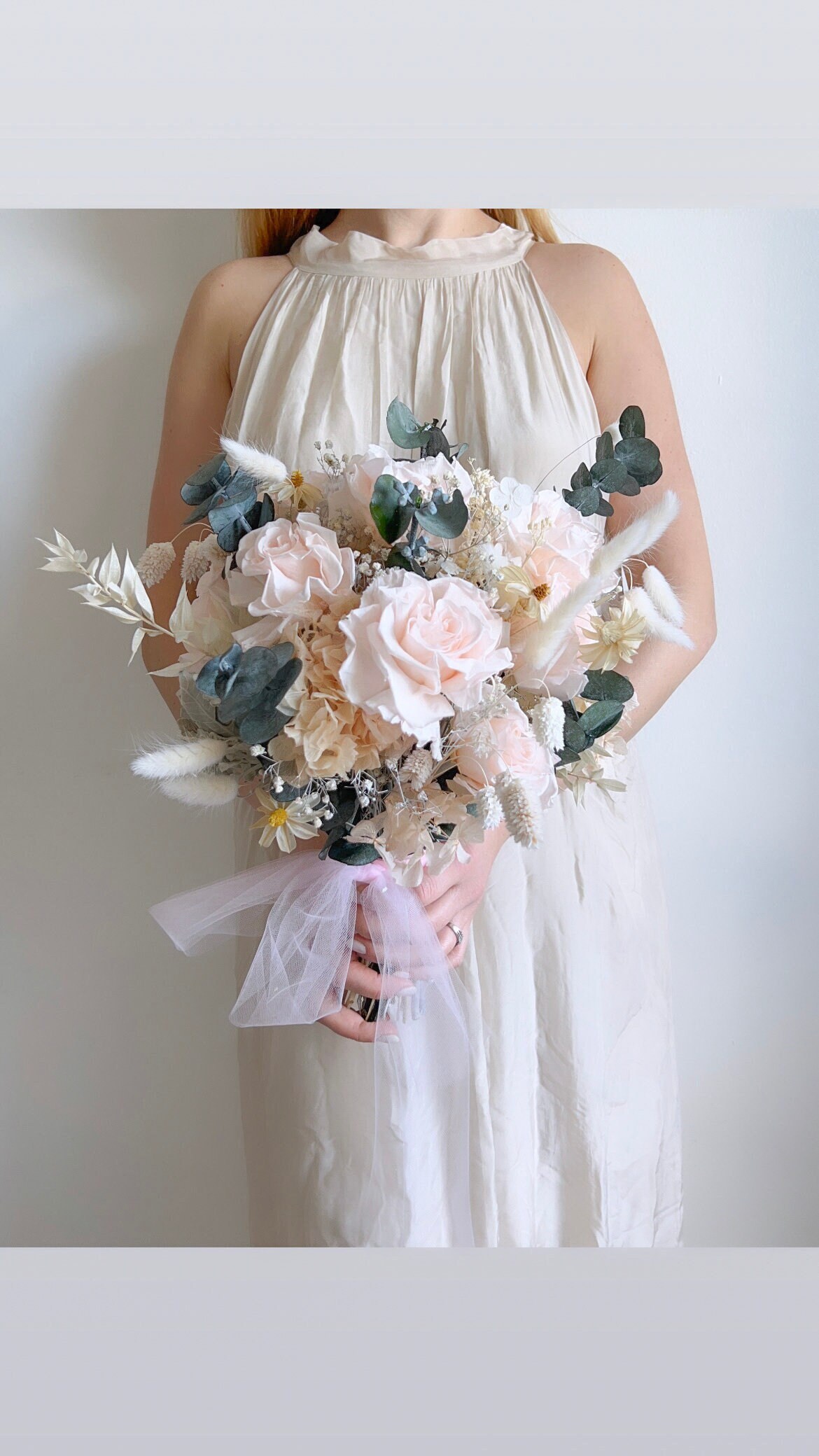 Delicate Blush Eternal Roses Bridal Bouquet With Eternal Blush ...