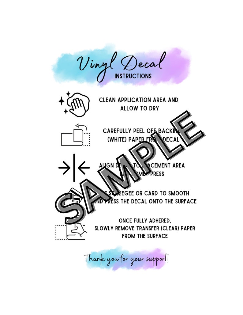 Vinyl Decal Instruction Card - Etsy