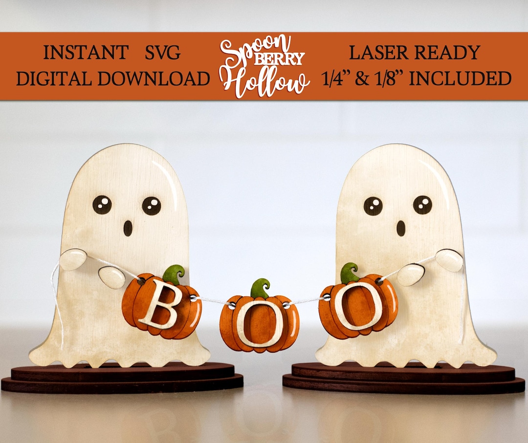 Halloween Ghosts SVG Cut File, Boo Banner Laser Ready (digital Download ...