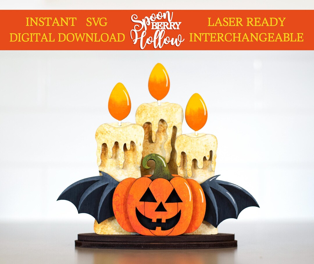 Halloween Candles SVG Files, Interchangeable, Digital Wood Download ...