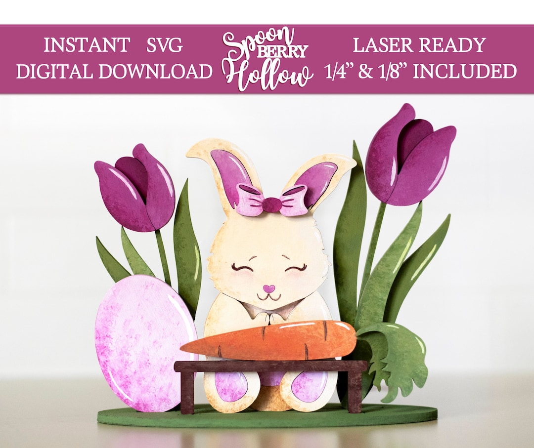 Easter Praying Bunny SVG Wood File, SVG Digital Download, Girl Rabbit ...