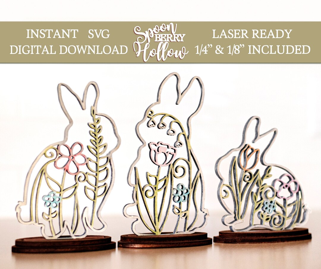 Easter Bunnies SVG Cut File, SVG Digital File Download, Rustic Spring ...