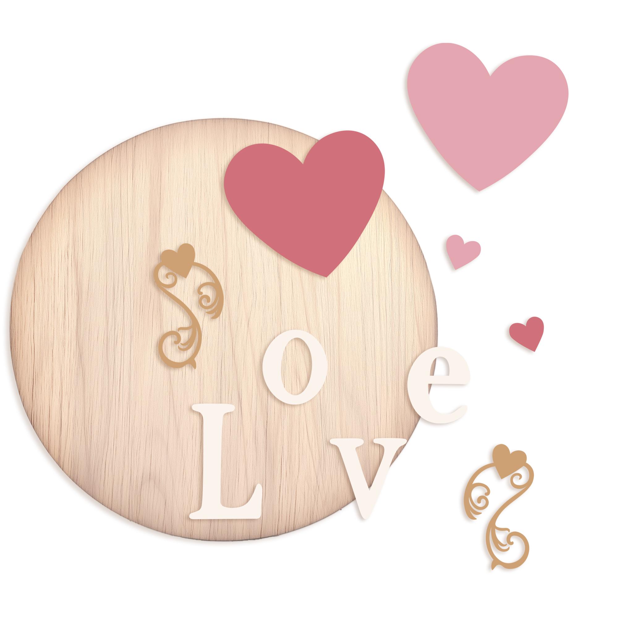 Hearts Love Round Sign, Instant Download, Layered Wood Sign Template ...