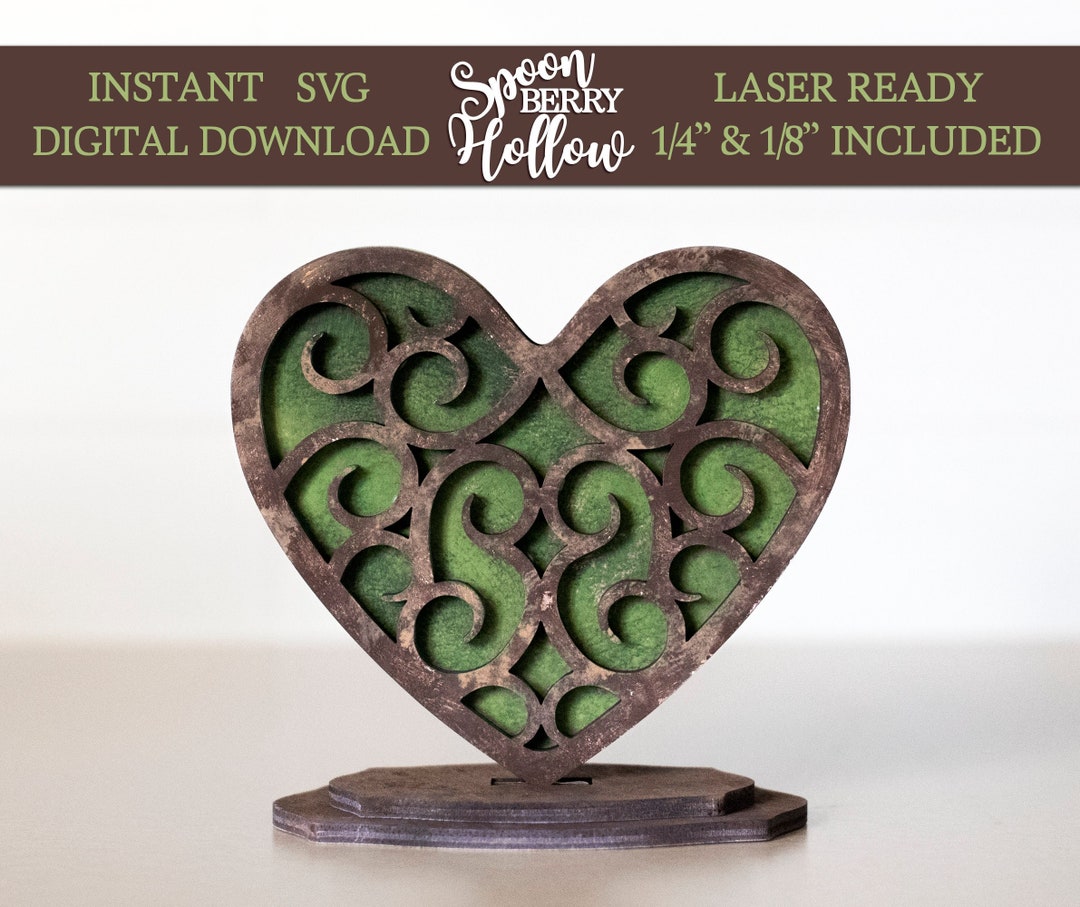 Standing Heart SVG Cut File, SVG Instant File Download, Rustic Love ...