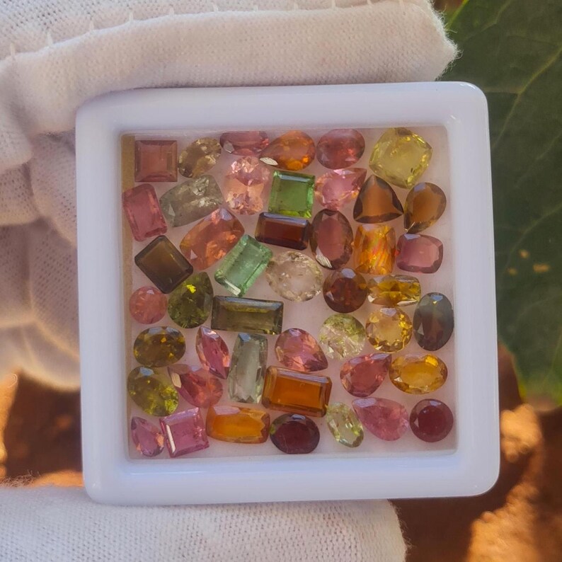 100 piezas de turmalina facetada, mezcla de formas y tamaños de 2 a 5 ...
