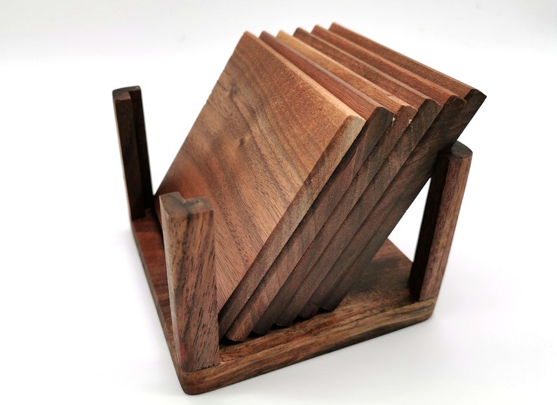 Handmade Black Walnut/ Spalted Maple Coaster With Optional Stand - Etsy