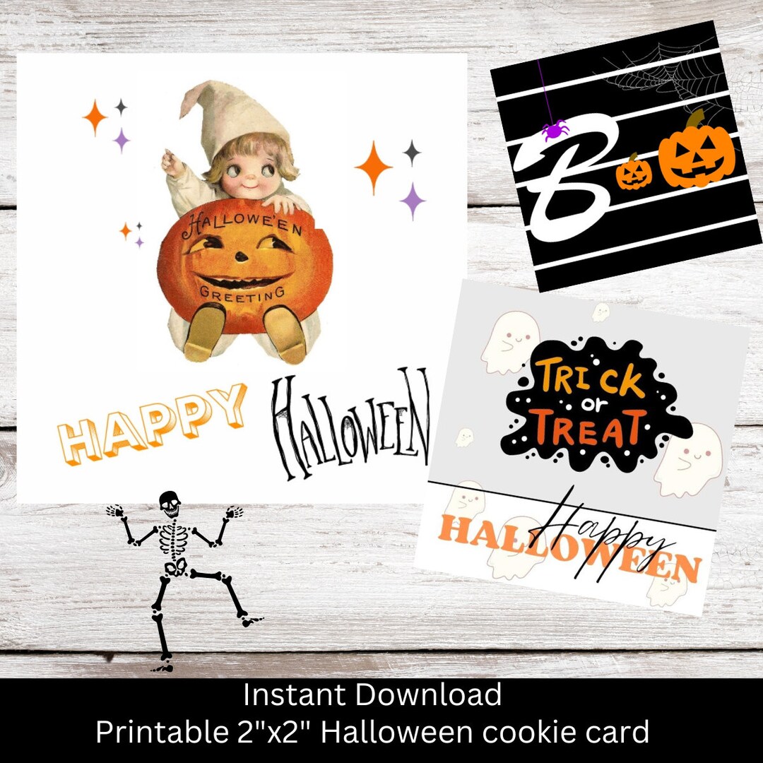 Printable Halloween Cookiecard 2x2 Mini Card - Etsy