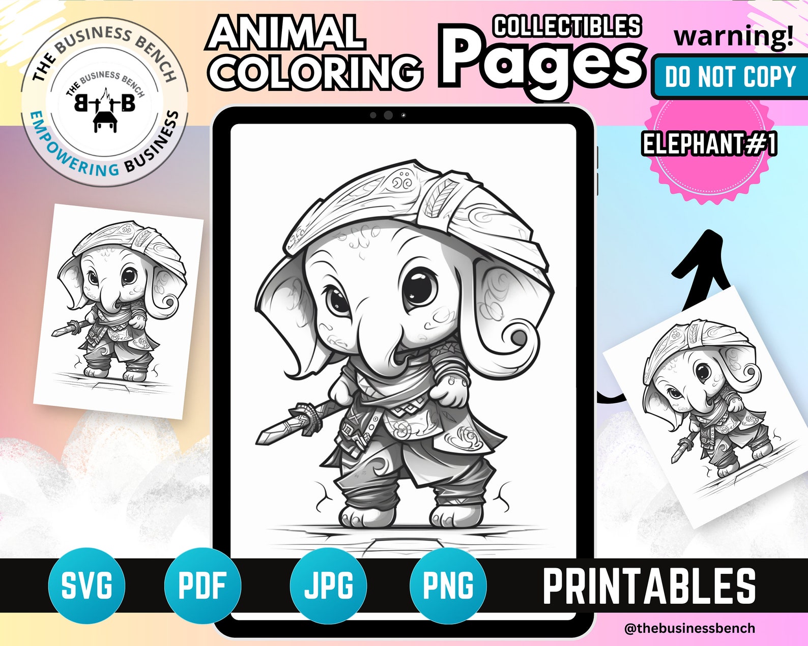 Unique Elephant 1 Coloring Page, Coloring Page for Kids, Boys, Girls ...