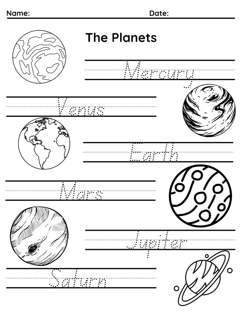 Fun Solar System Tracing and Coloring / Printable Worksheets / ABC ...