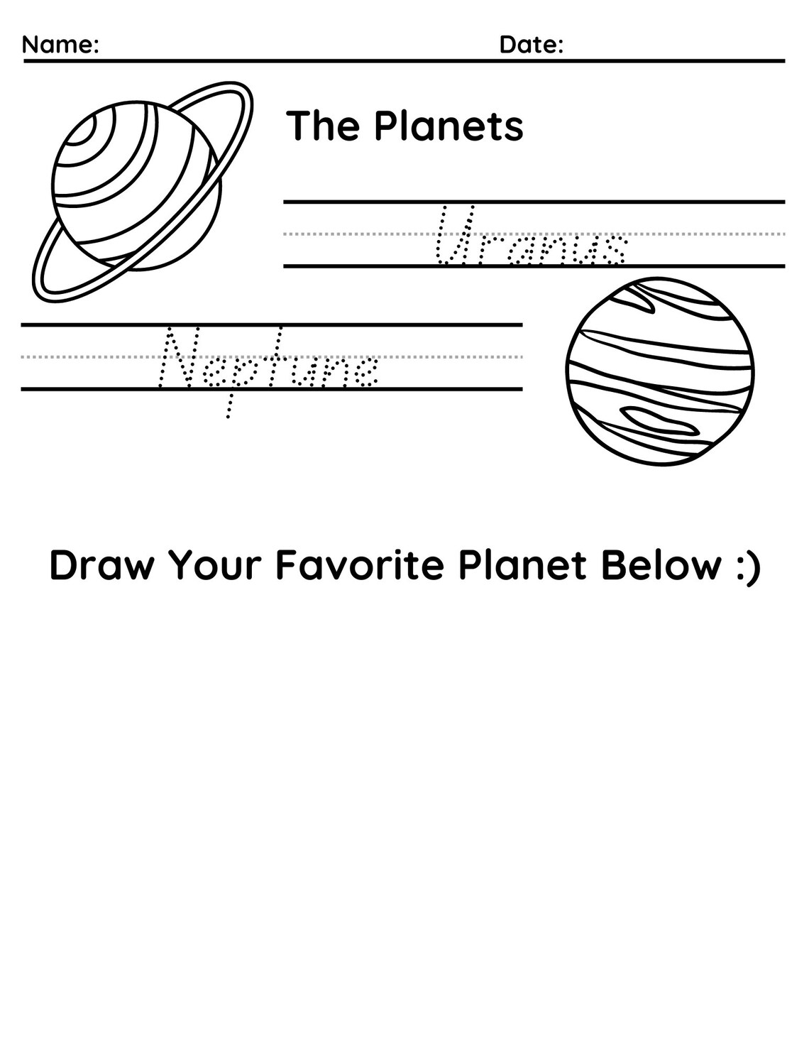 Fun Solar System Tracing and Coloring / Printable Worksheets / ABC ...
