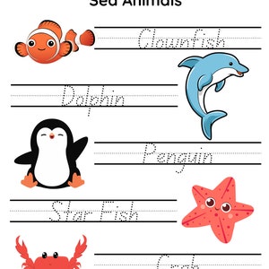 Fun Sea Animal Tracing and Coloring // Letter & Word Tracing ...