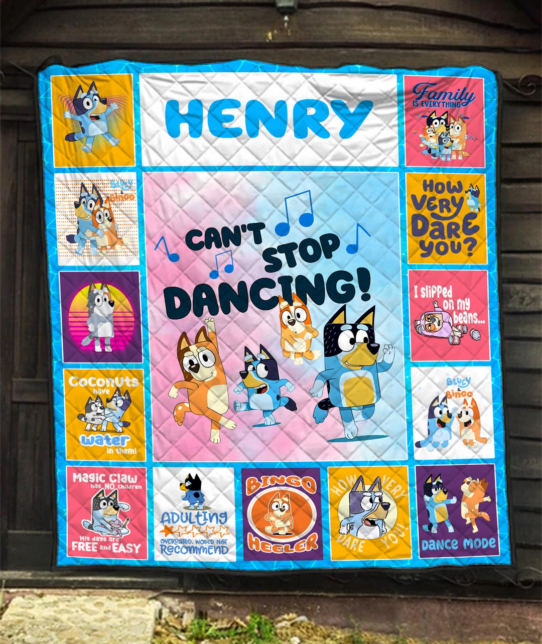 Custom Name Bluey Can't Stop Dancing Quilt Blanket - Etsy Australia