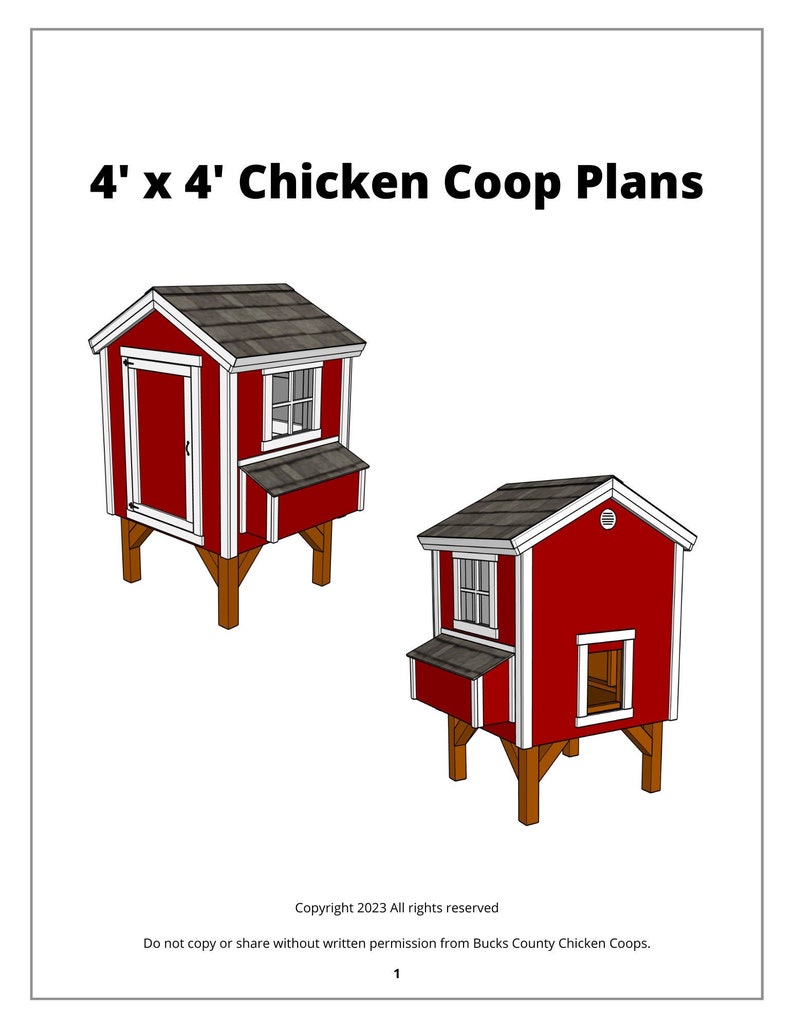 Chicken Coop Plans - 4' X 4' Raised Chicken Coop - Etsy