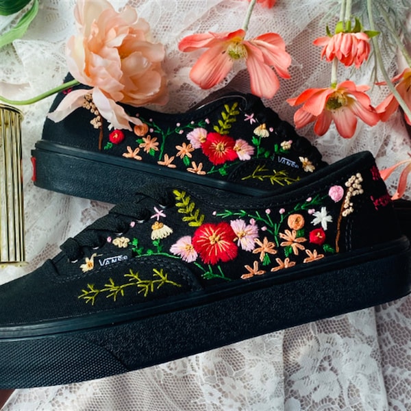 Embroidered Vans - Etsy