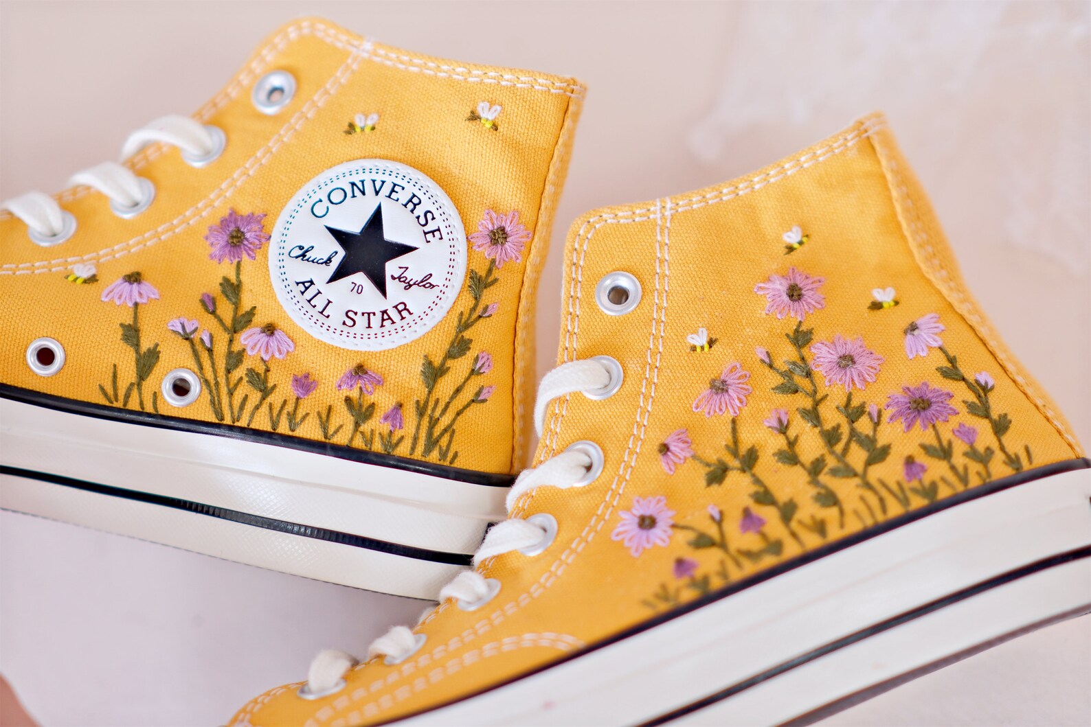Unique Custom Embroidered Converse Wedding Shoes/gift for Her/garden ...