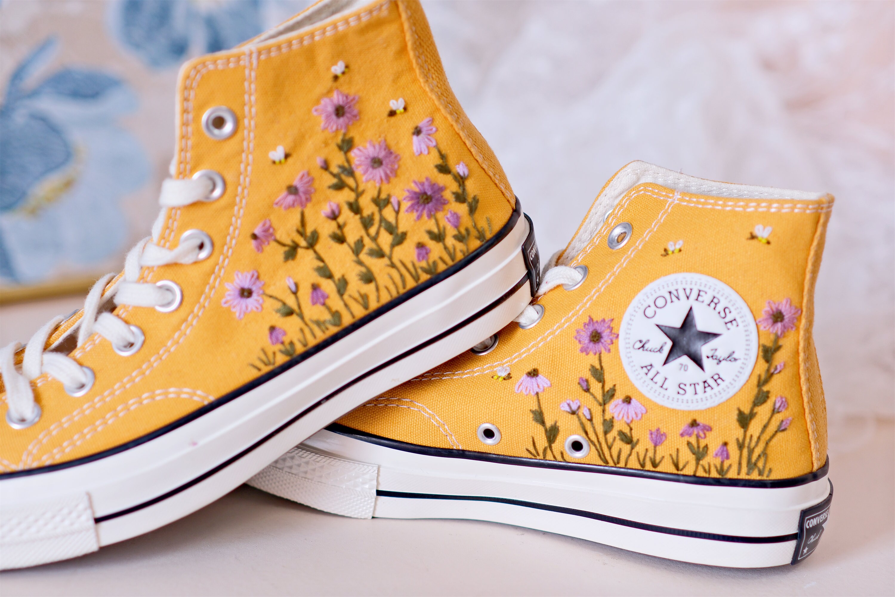 Unique Custom Embroidered Converse Wedding Shoes/gift for Her/garden ...