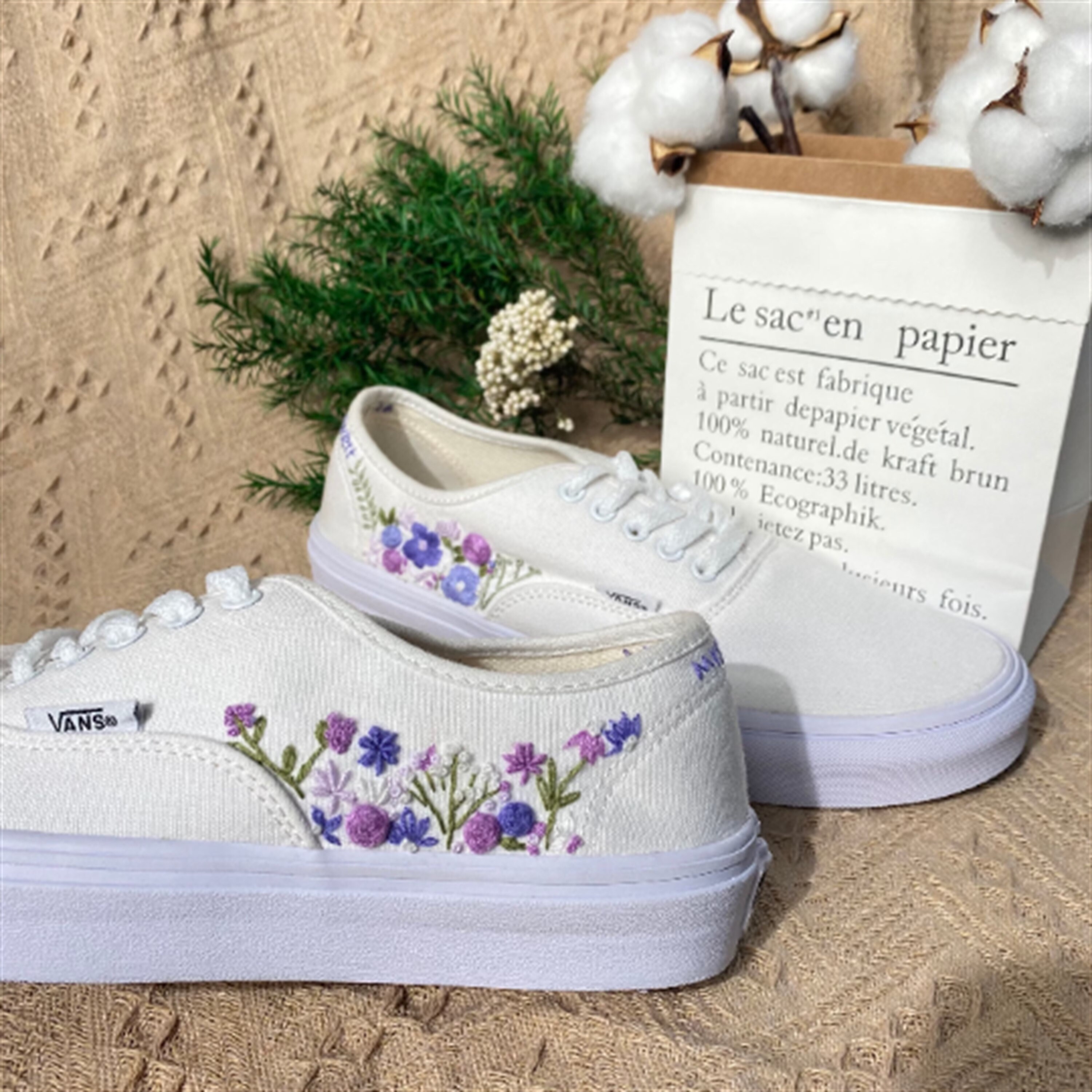 Embroidered Wedding Shoes Gift for Bride Bridal Vans bridal Slip on Vans Embroidered Slip on ...