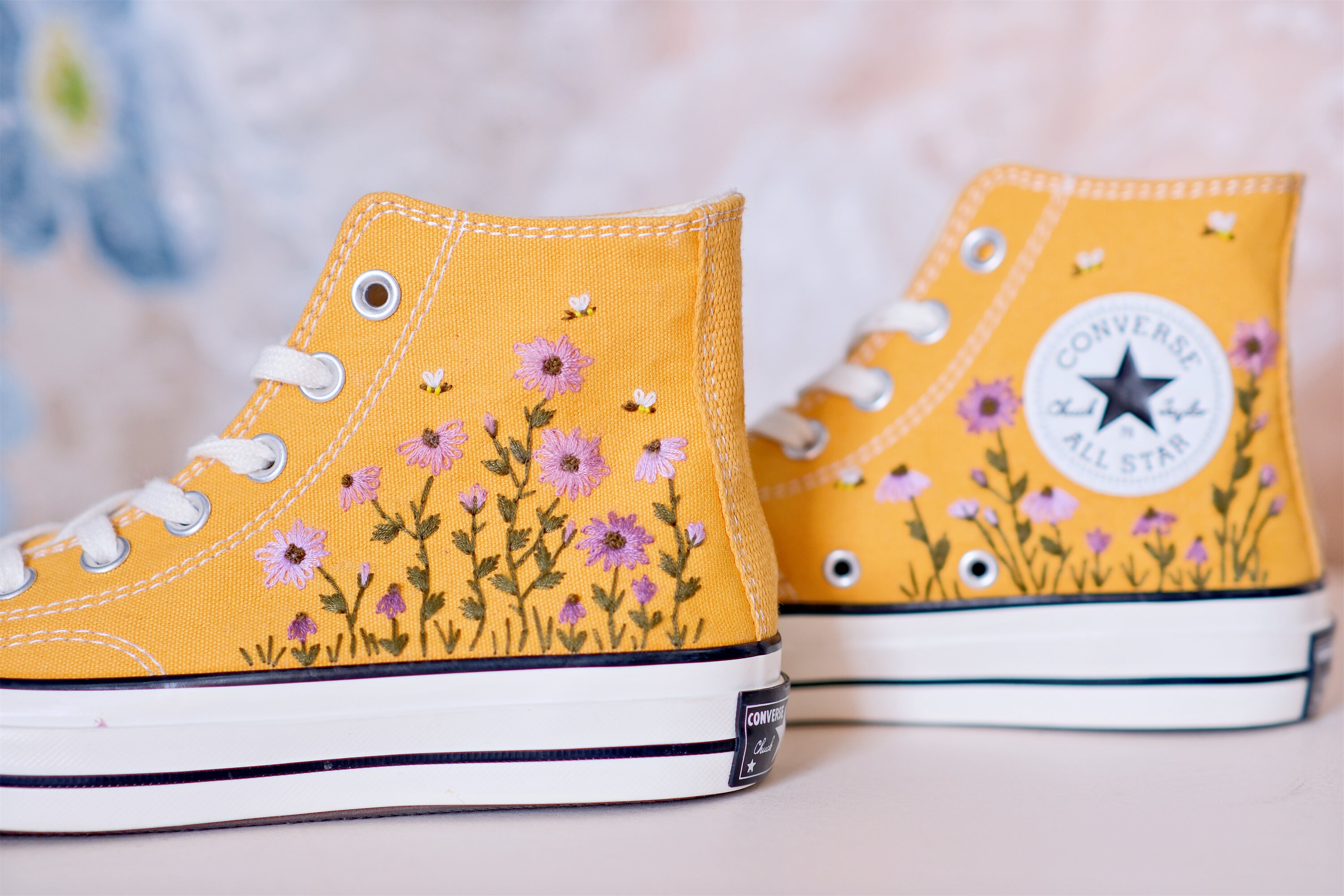 Unique Custom Embroidered Converse Wedding Shoes/gift for Her/garden ...
