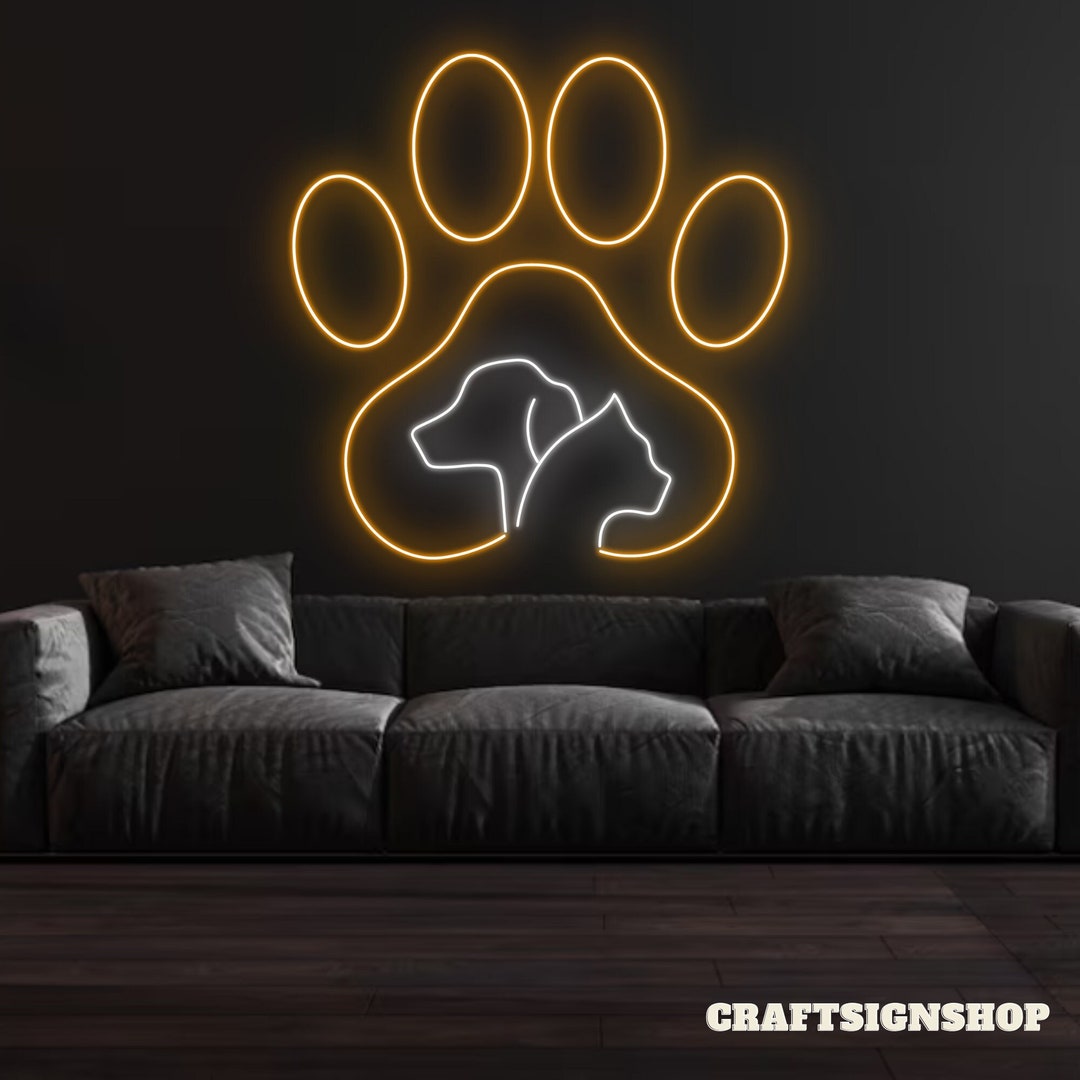 Dog & Cat Paw Neon Sign Pet Paw Led Sign Pet Groomer Sign - Etsy