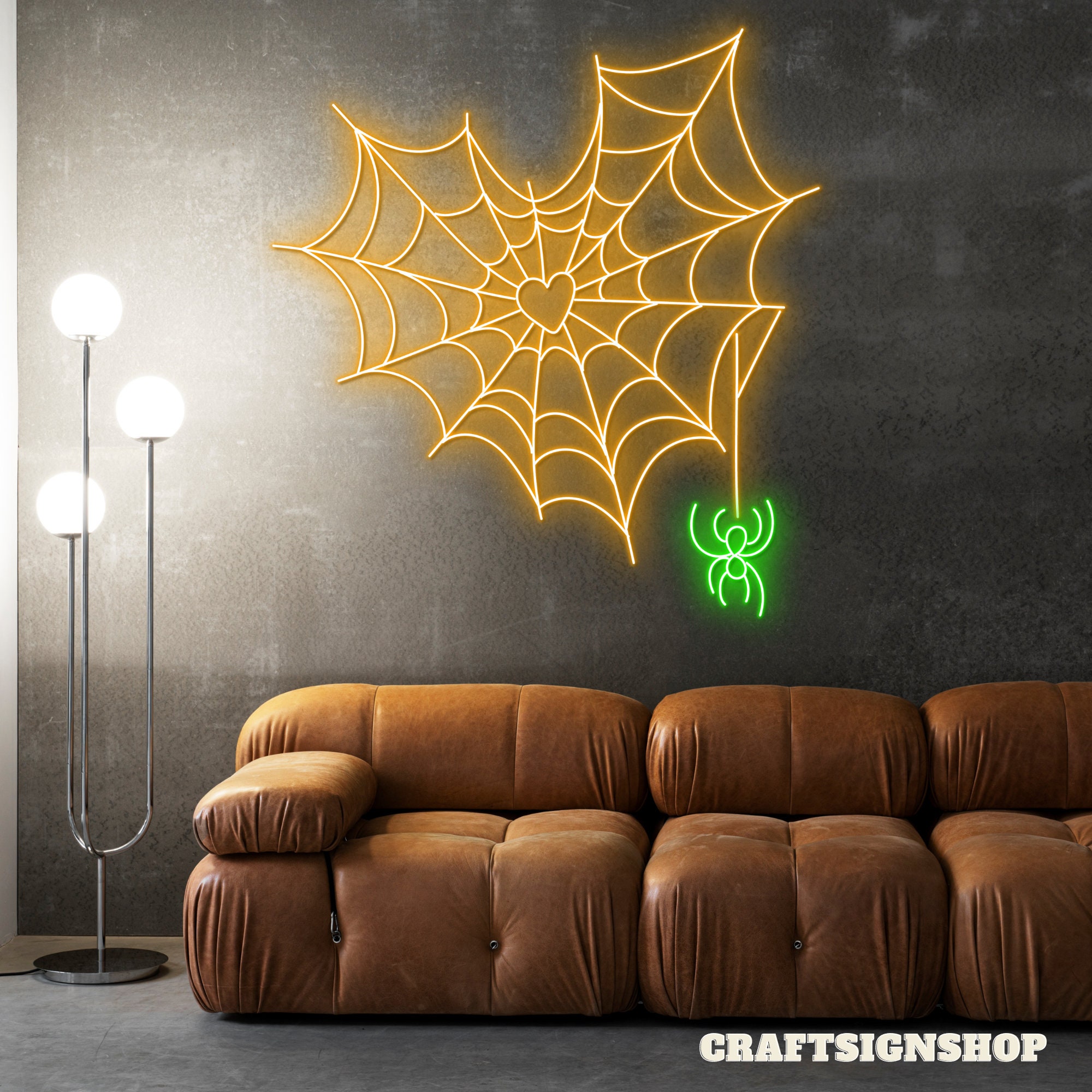 Spider Web Heart Neon Sign Spider Web Led Sign Spider Sign - Etsy
