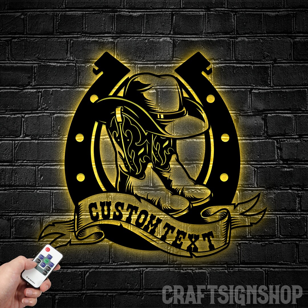 Custom Cowboy Boots Metal Wall Art With LED Light - Etsy