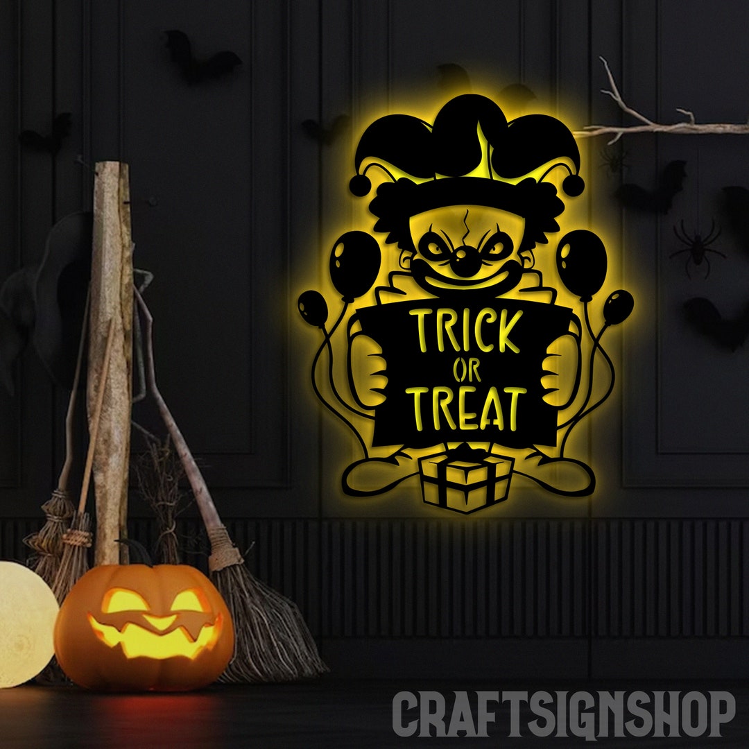 Personalized Scary Clown Metal Wall Art LED Light Custom - Etsy