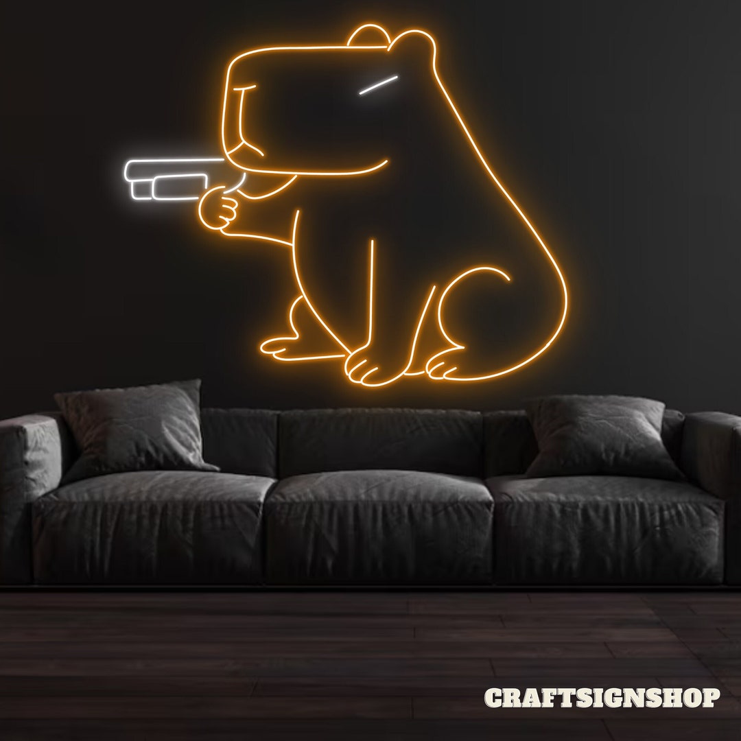 Funny Capybara With Gun Neon Sign Capybara Led Sign Capybara - Etsy