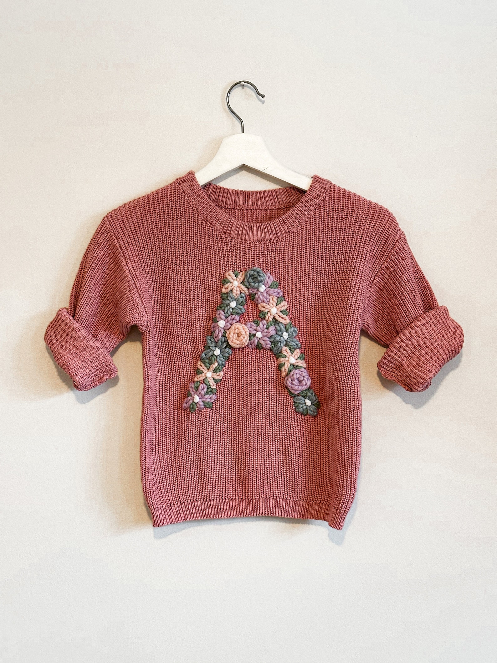 Custom Embroidered Floral Initial Sweater | Custom Embroidered Baby and ...