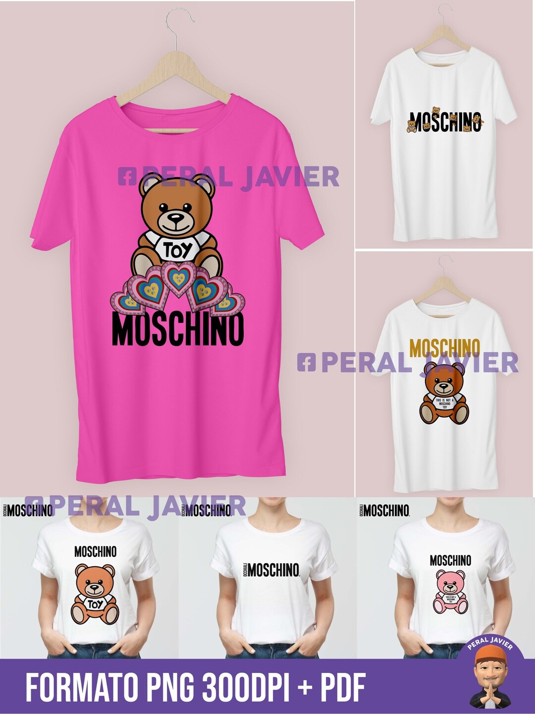 MOSSCHINO Bear Bundle PNG PDF Digital Templates Design for Prints - Etsy